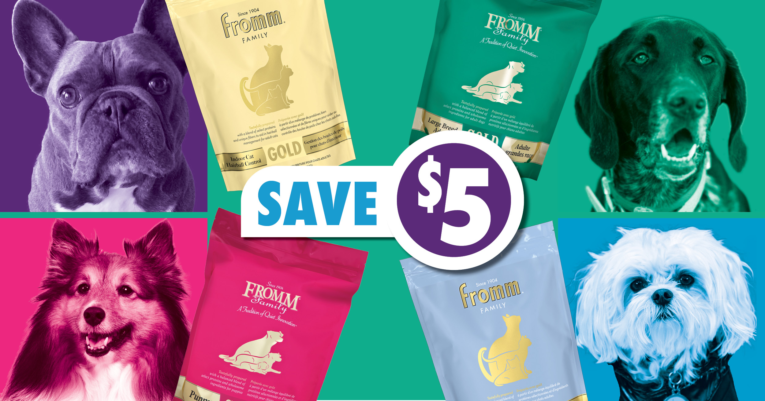 Save $5 on any bag of Fromm Gold Dog or Cat Food