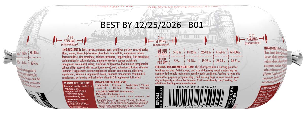 Recall Notice: Bonnihill Beefibowls Beef Food for Dogs 16 oz - December ...